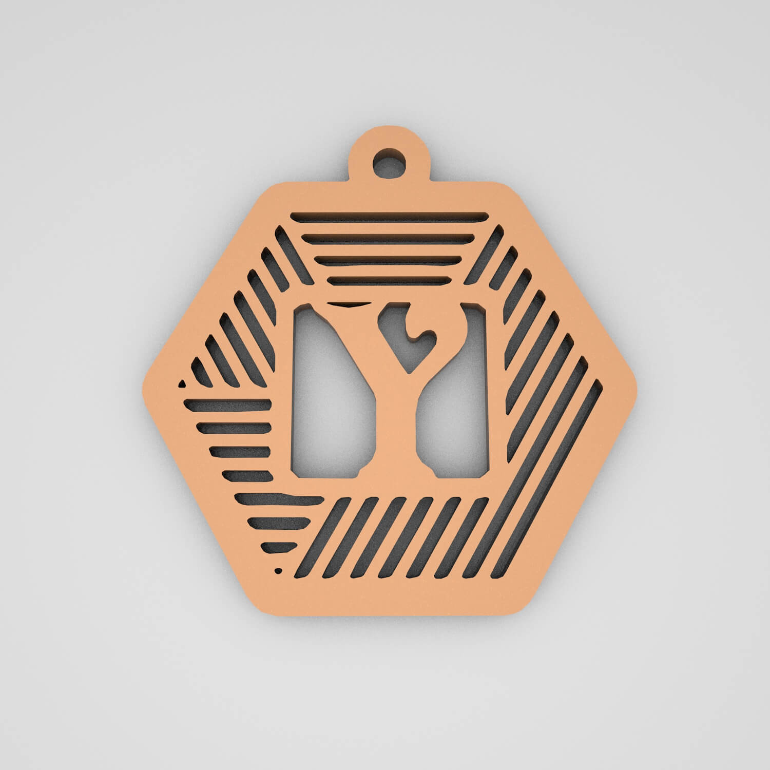 Y Hexagonal Stripe Split Monogram Keychain - 3D Print Model by pk3dstore
