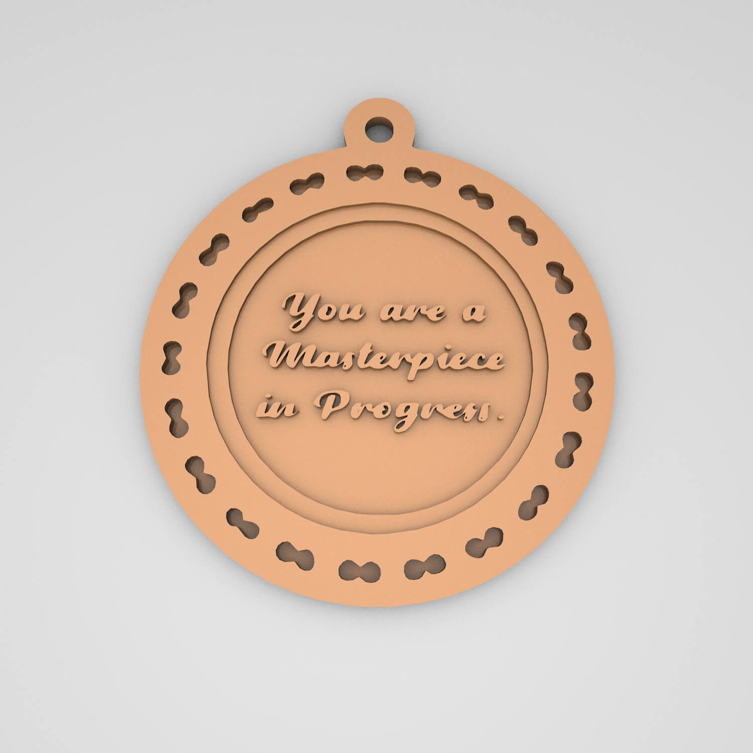 You Are a Masterpiece in Progress Quote Round Keychain - 3D Print Model ...