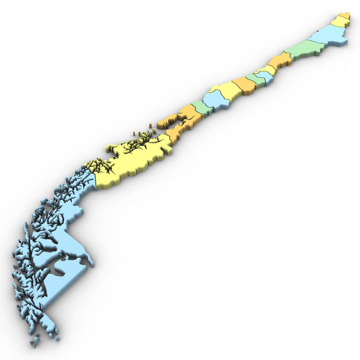 3D Political Map of Chile by Plutonius3d