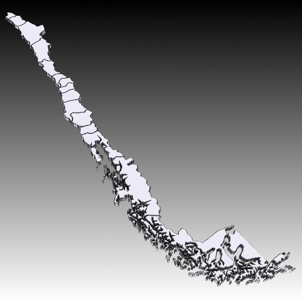 3D Political Map of Chile by Plutonius3d