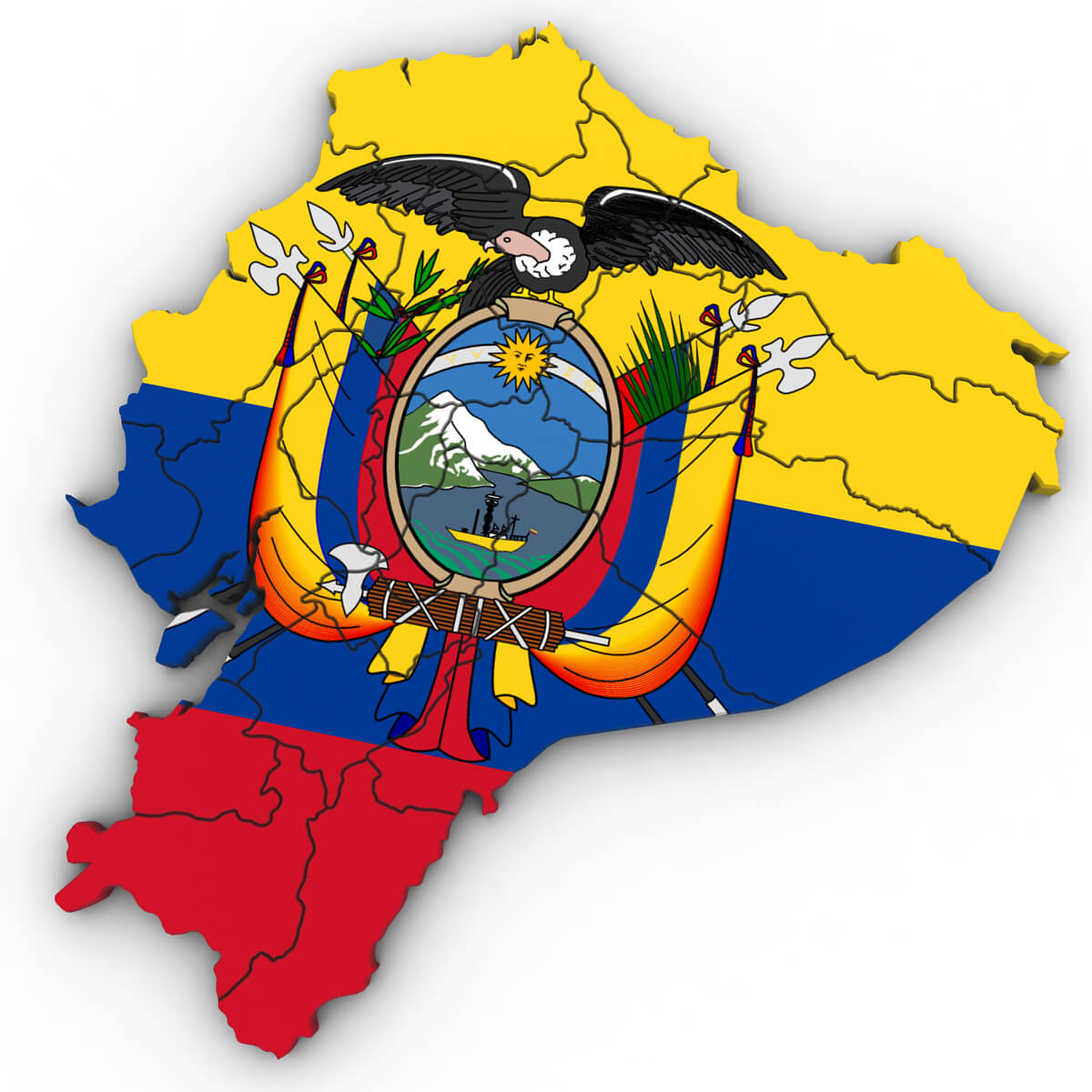 3D Political Map of Ecuador by Plutonius3d