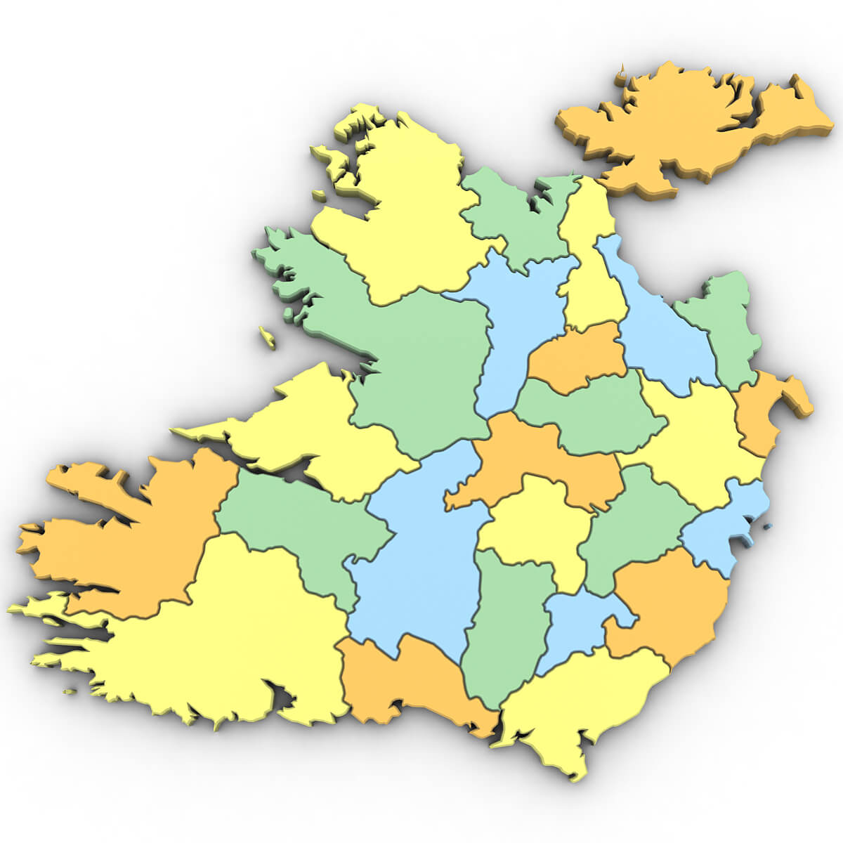 3D Political Map of Ireland by Plutonius3d