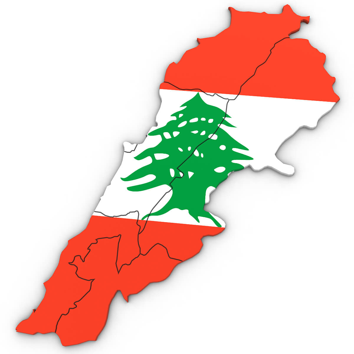3D Political Map of Lebanon by Plutonius3d