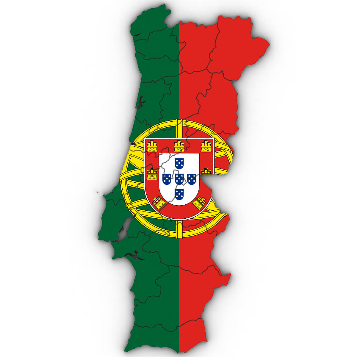 3D Political Map of Portugal by Plutonius3d