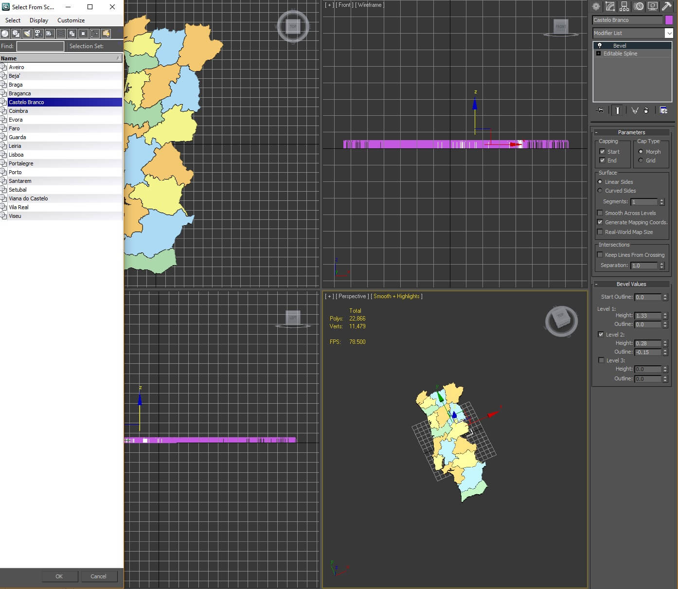 3D Political Map of Portugal by Plutonius3d