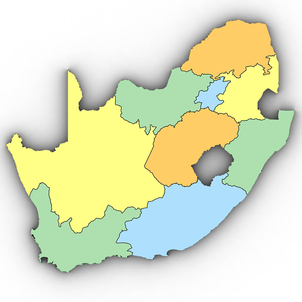 3D Political Map of South Africa by Plutonius3d