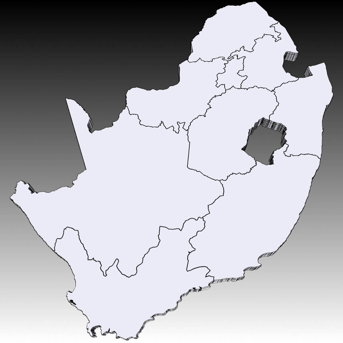 3D Political Map of South Africa by Plutonius3d