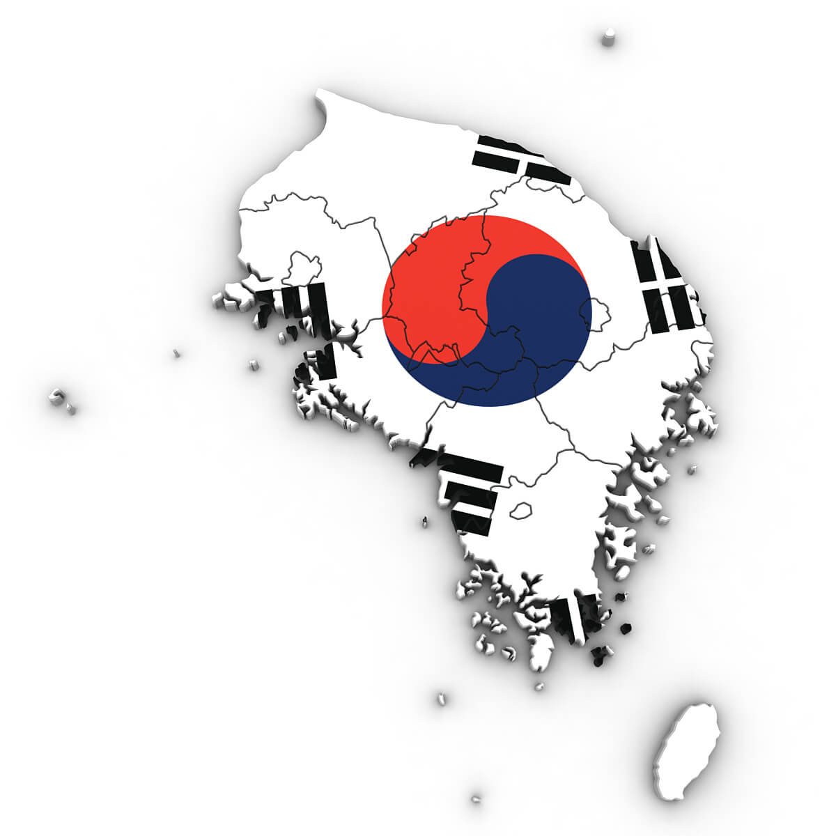3D Political Map of South Korea by Plutonius3d