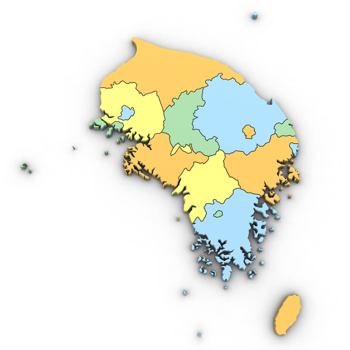 3D Political Map of South Korea by Plutonius3d