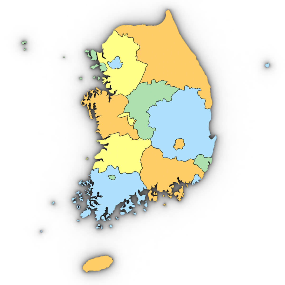 3D Political Map of South Korea by Plutonius3d