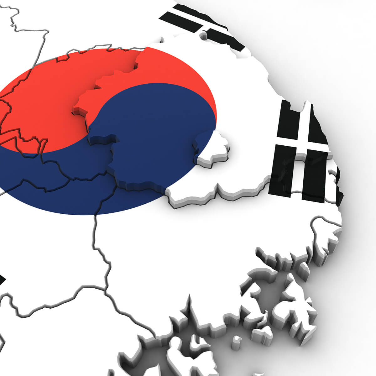 3D Political Map of South Korea by Plutonius3d