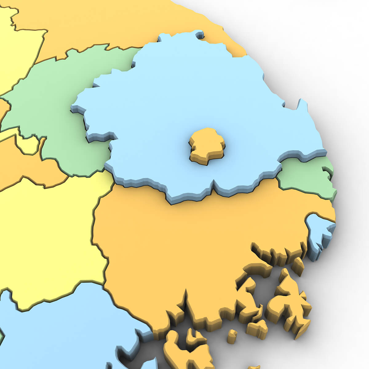 3D Political Map of South Korea by Plutonius3d