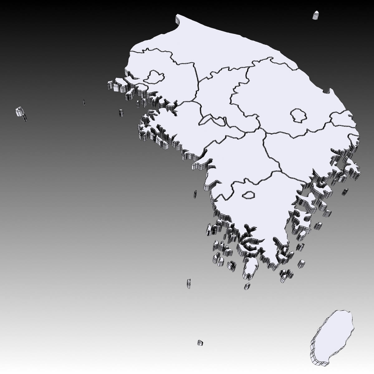 3D Political Map of South Korea by Plutonius3d