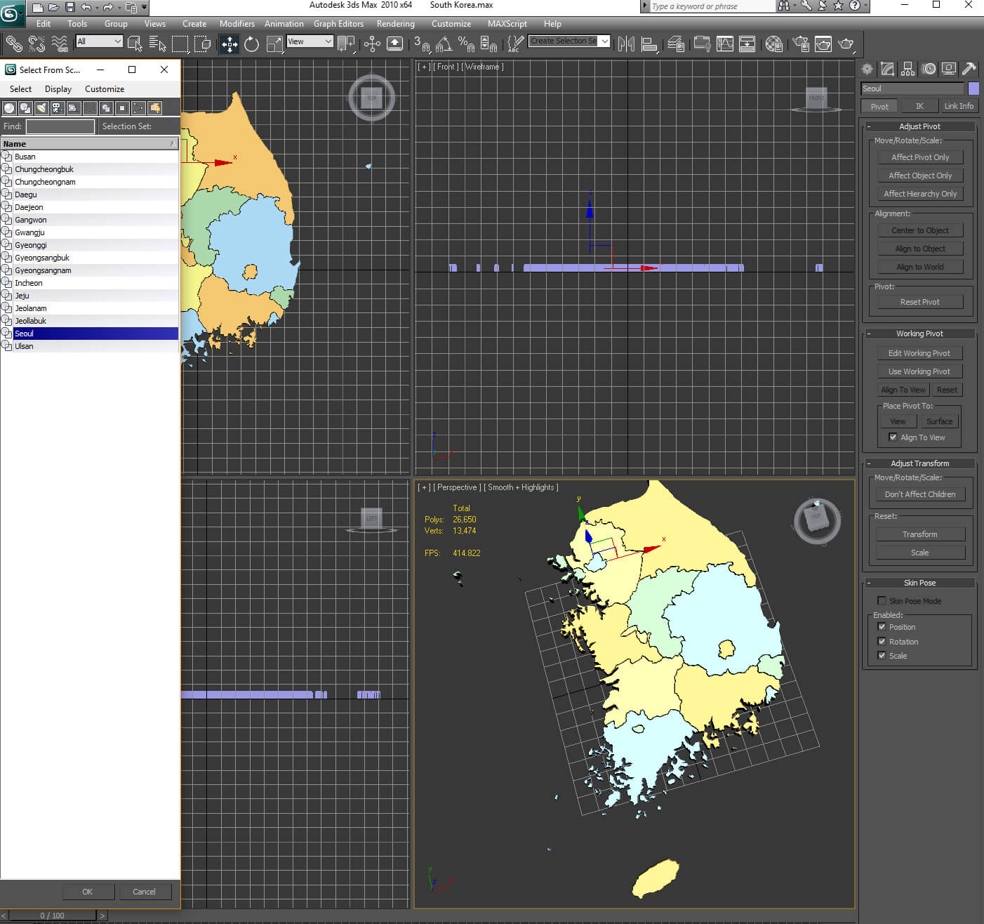 3D Political Map of South Korea by Plutonius3d