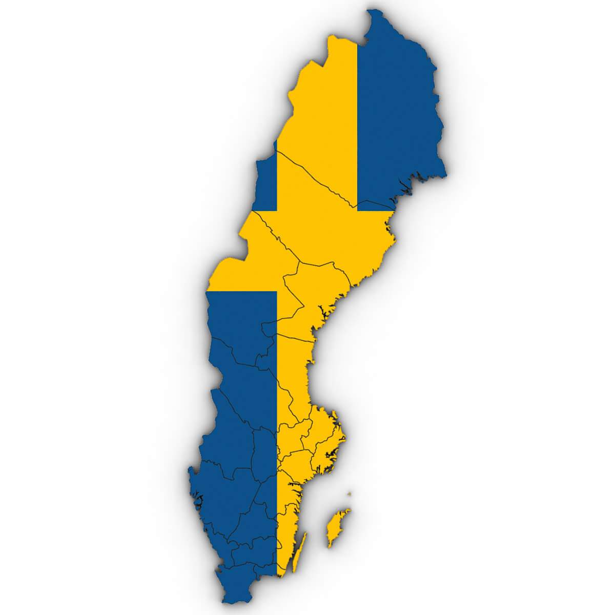 3D Political Map of Sweden by Plutonius3d