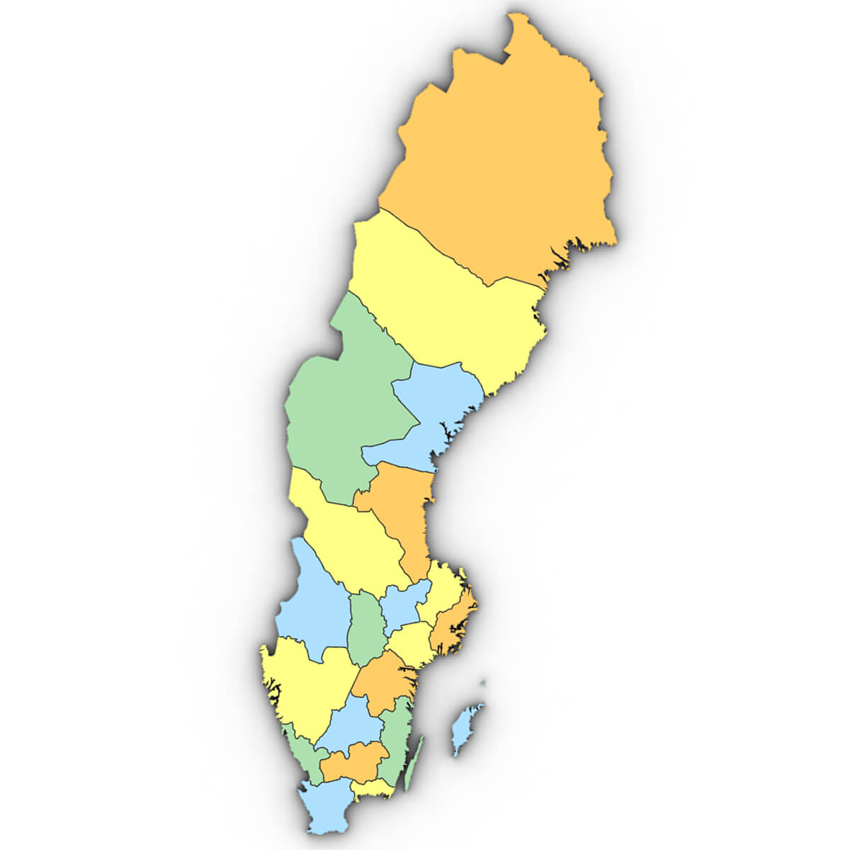 3D Political Map of Sweden by Plutonius3d