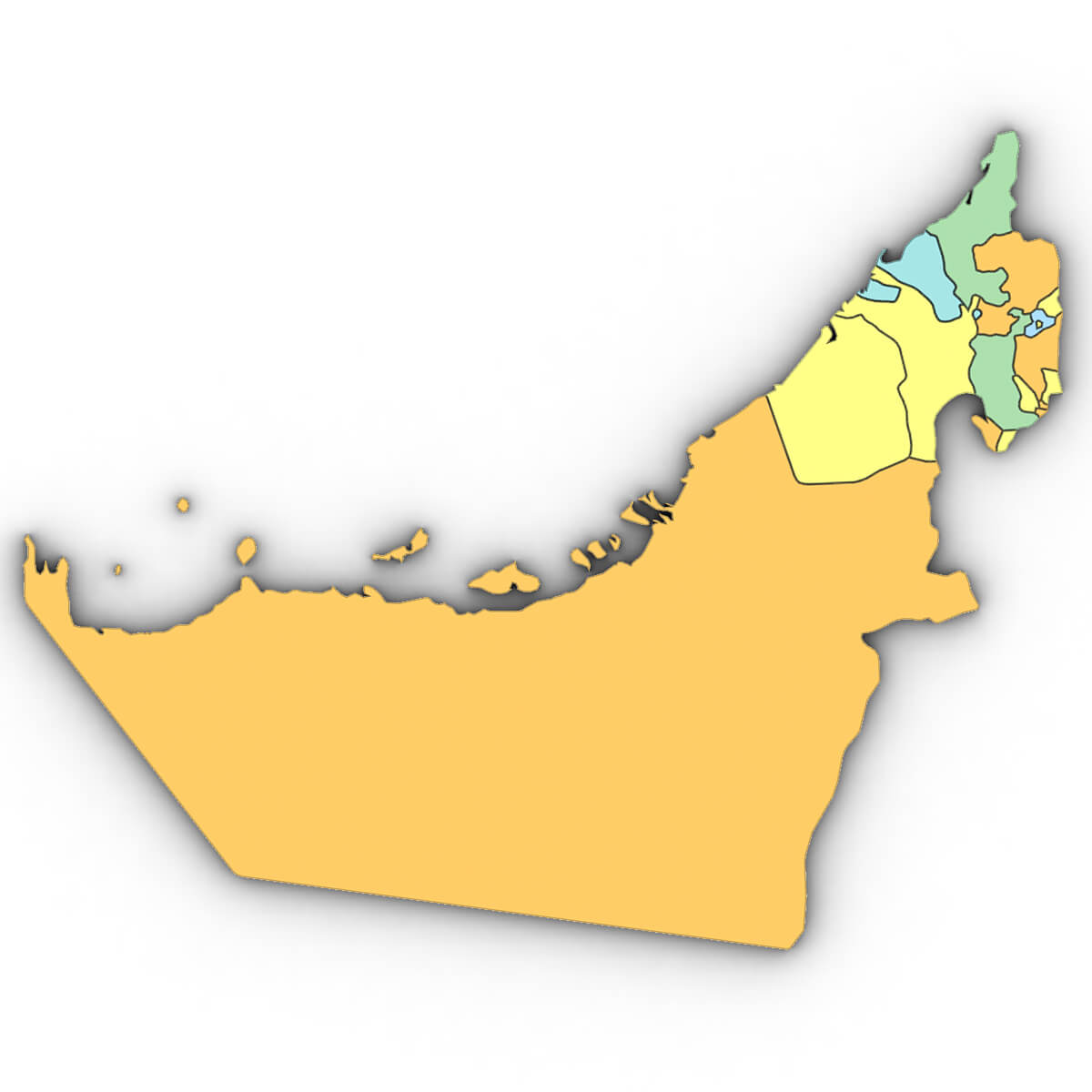3D Political Map of United Arab Emirates UAE 3D Model by Plutonius3d