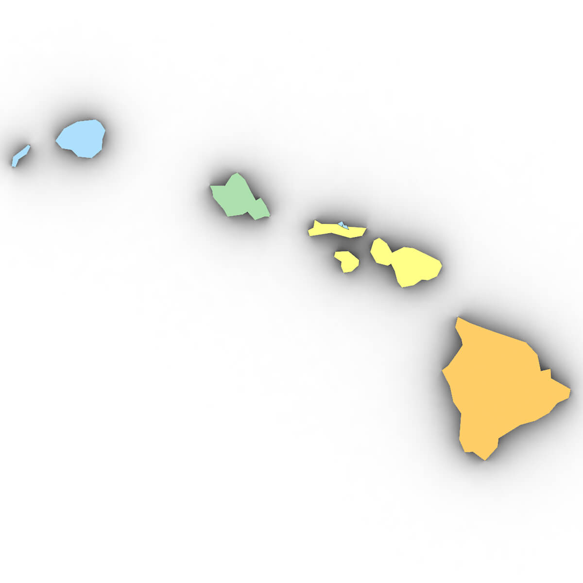 Hawaii Political Map - 3D Model by Plutonius3d