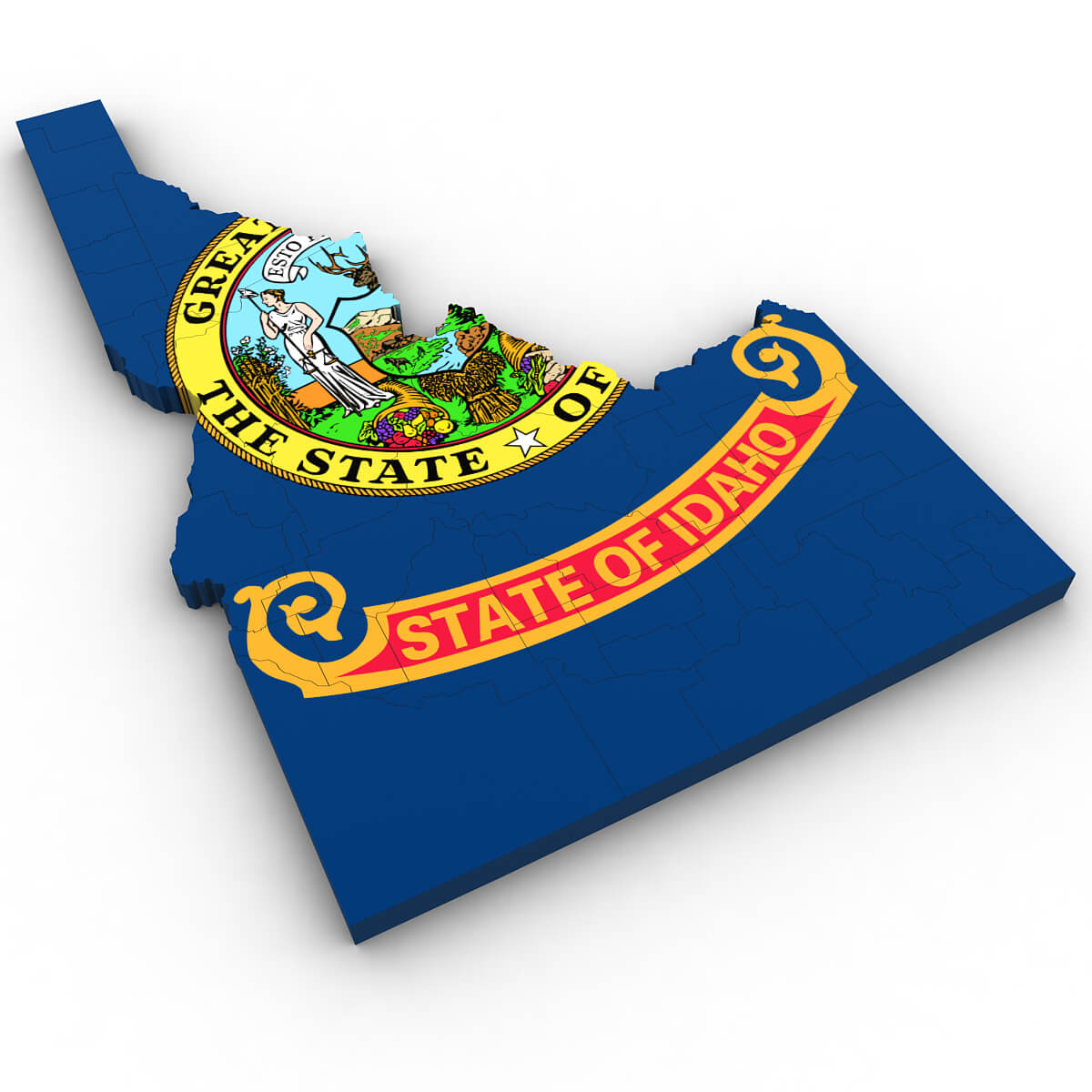 Idaho Political Map - 3D Model by Plutonius3d