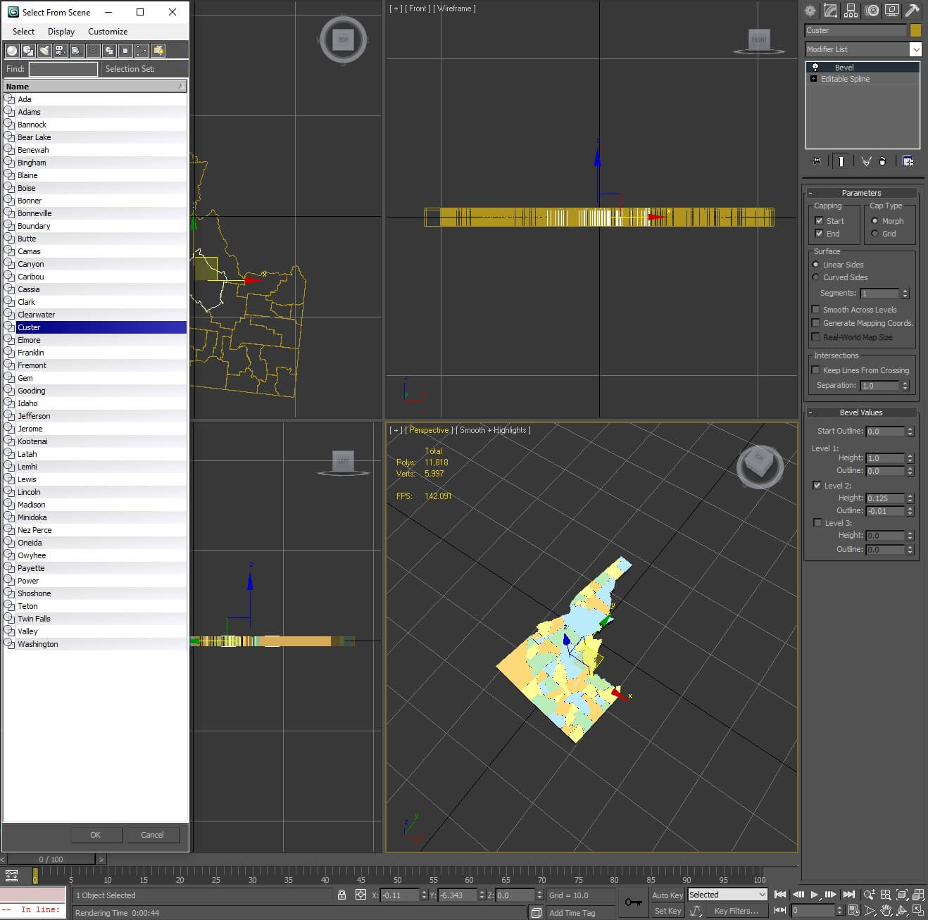Idaho Political Map - 3D Model by Plutonius3d
