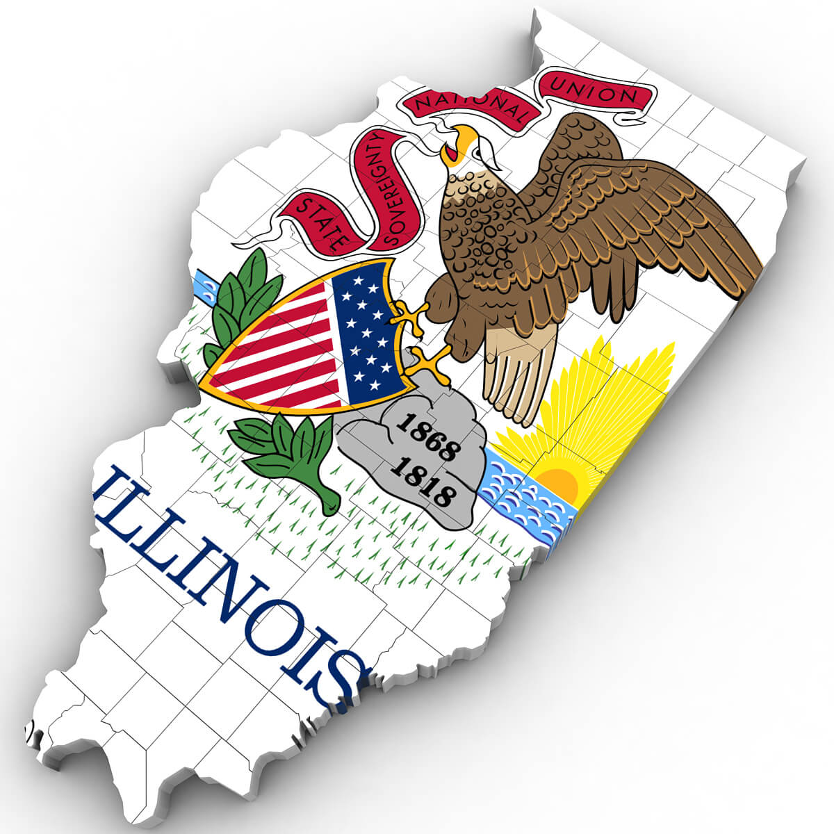 Illinois Political Map - 3D Model by Plutonius3d