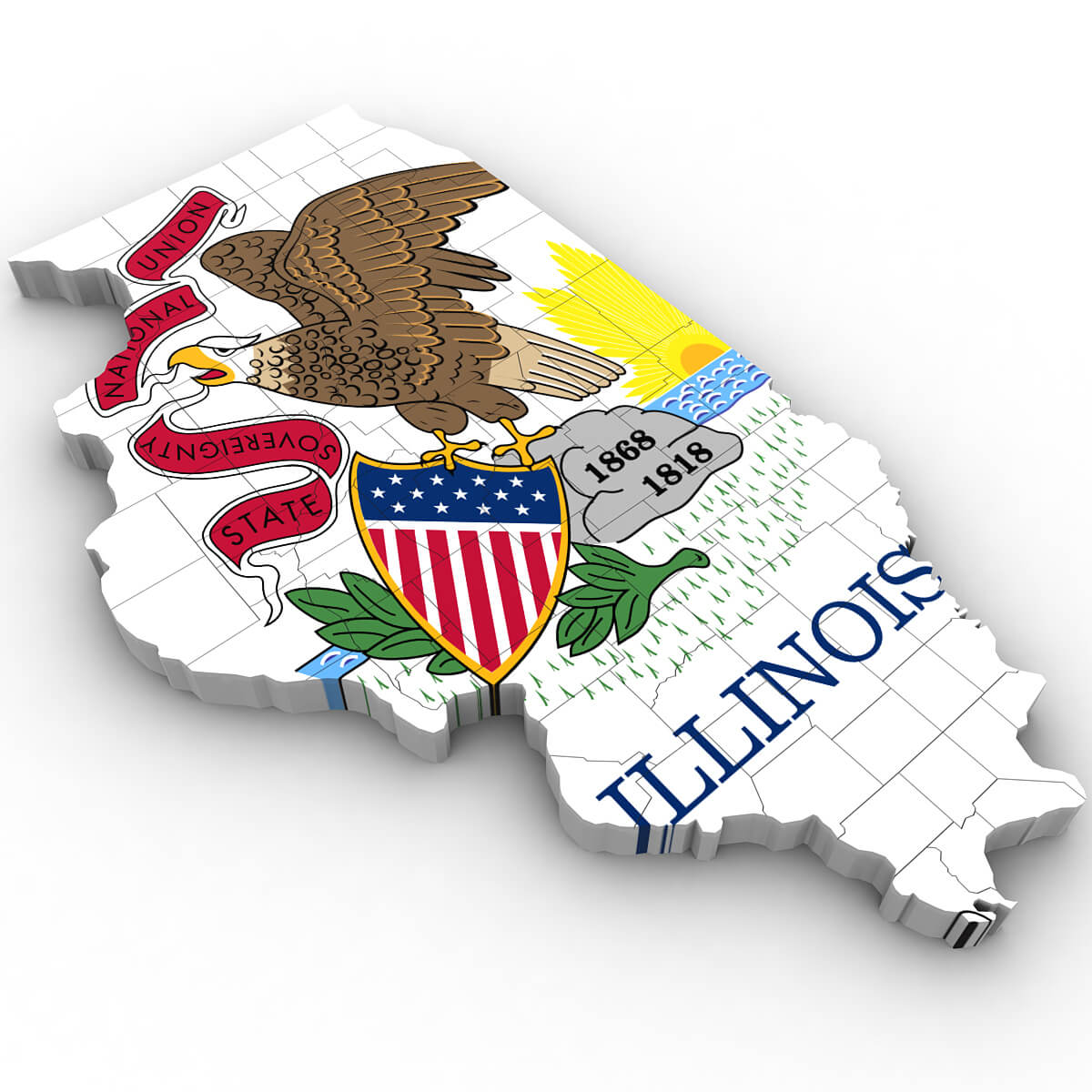 Illinois Political Map - 3D Model by Plutonius3d
