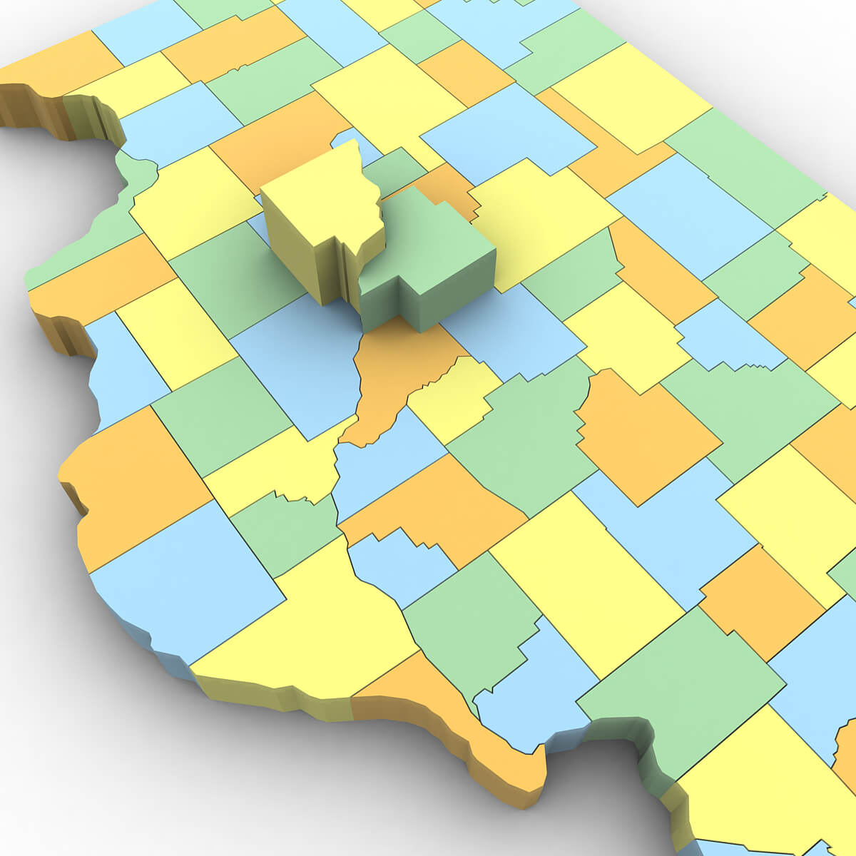 Illinois Political Map - 3D Model by Plutonius3d
