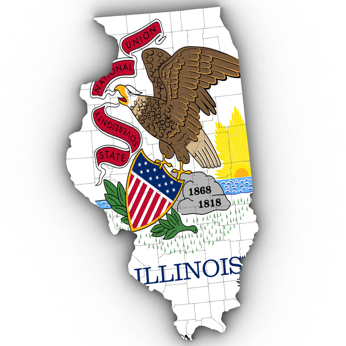 Illinois Political Map - 3D Model by Plutonius3d