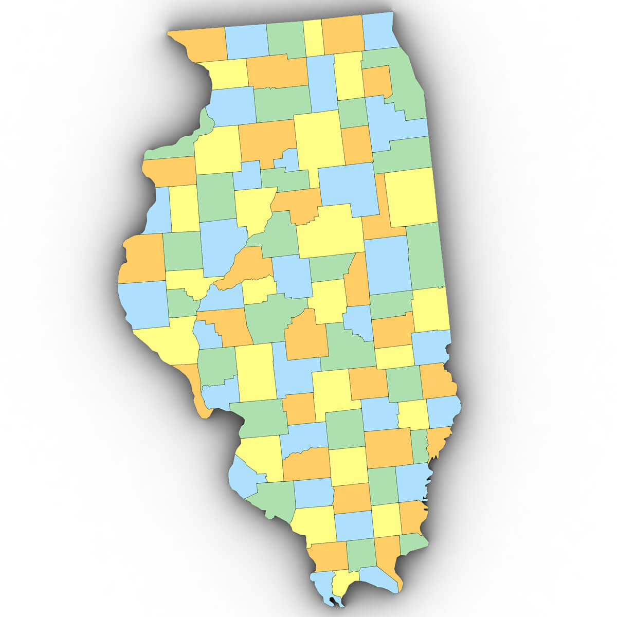 Illinois Political Map - 3D Model by Plutonius3d