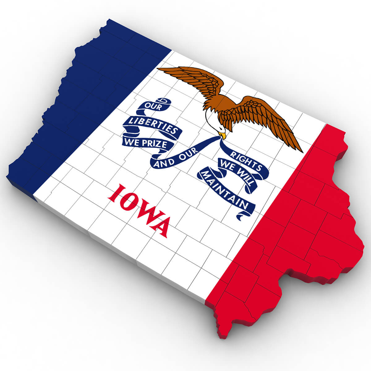 Iowa Political Map - 3D Model by Plutonius3d