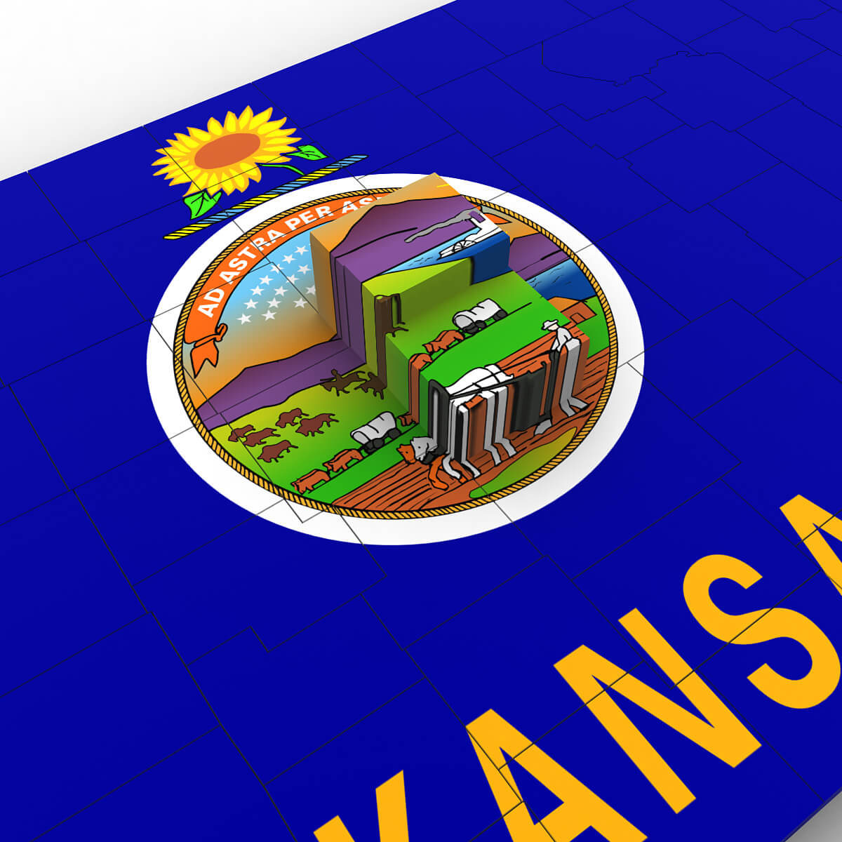 Kansas Political Map - 3D Model by Plutonius3d