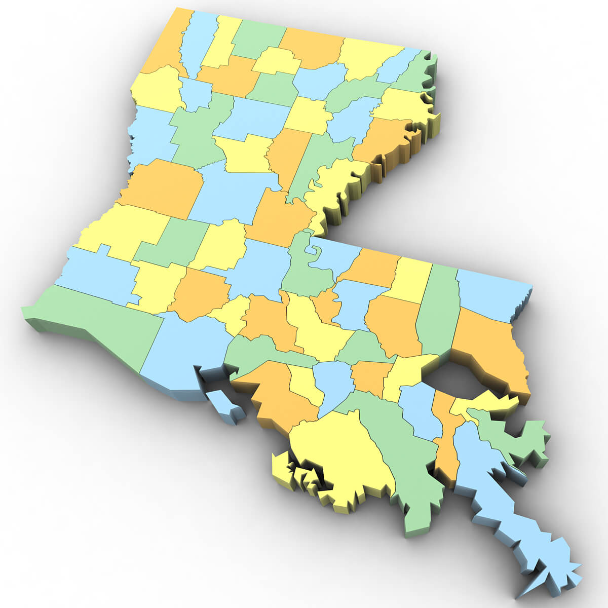 Louisiana Political Map - 3D Model by Plutonius3d