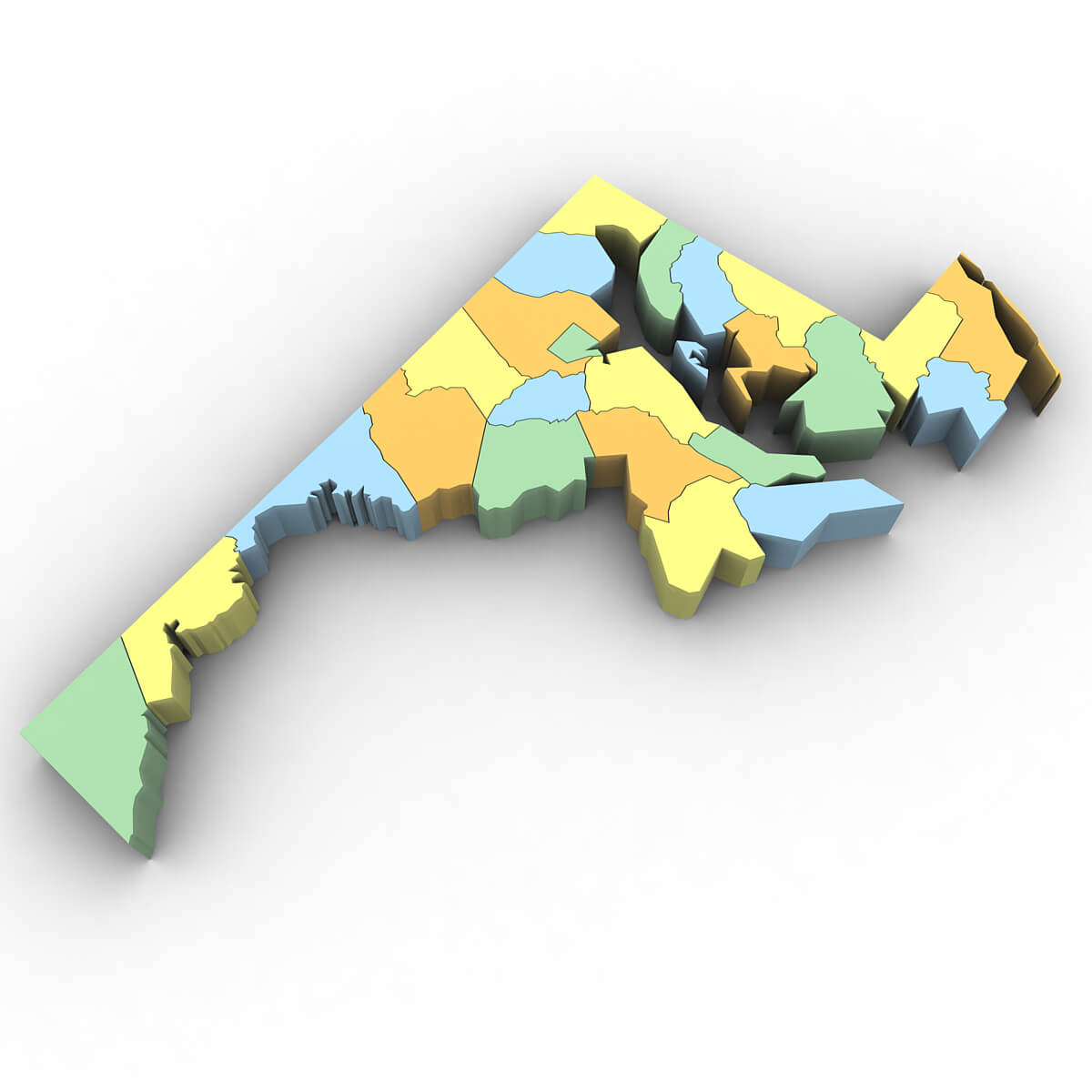 Maryland Political Map - 3D Model by Plutonius3d