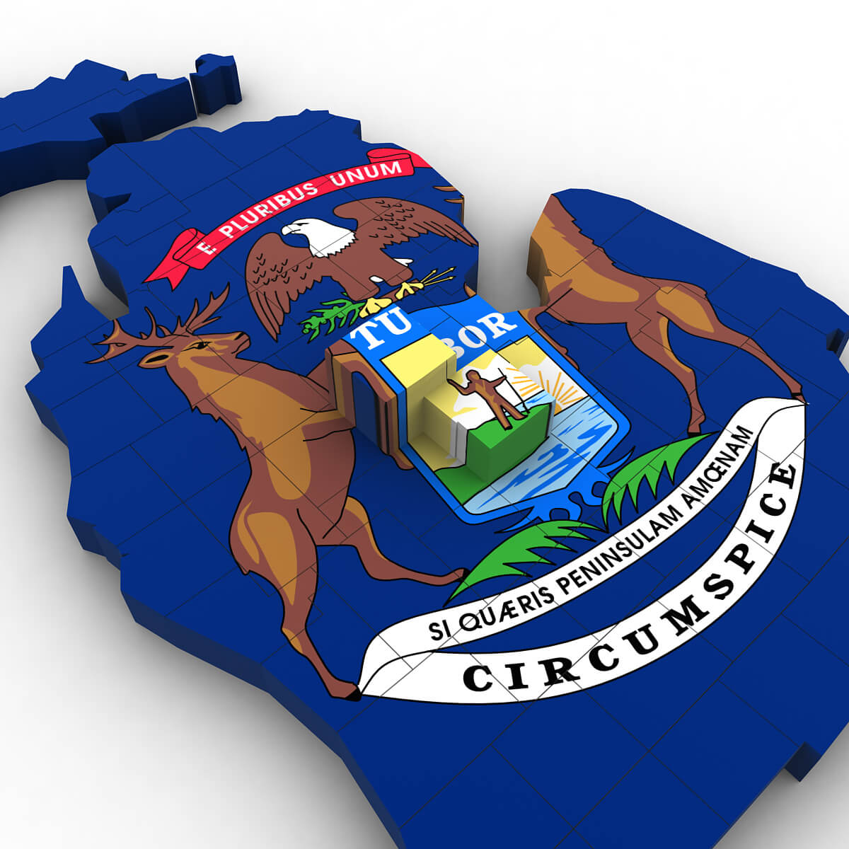 Michigan Political Map - 3D Model by Plutonius3d