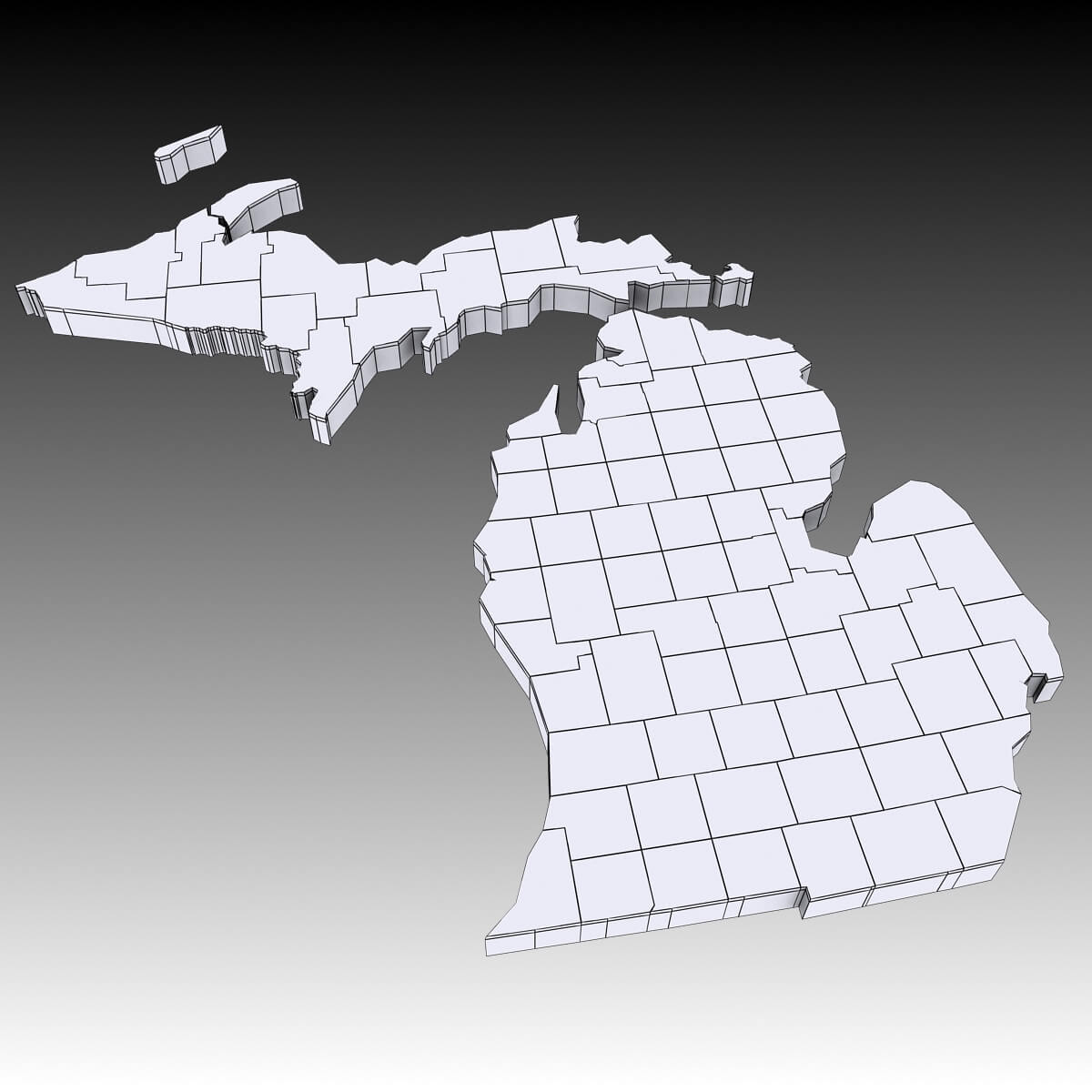 Michigan Political Map - 3D Model by Plutonius3d