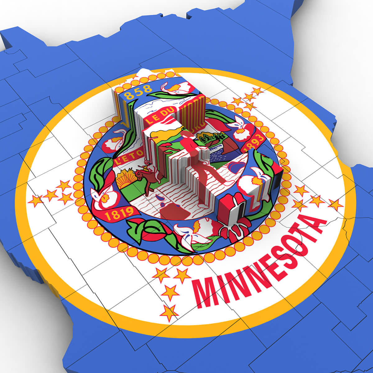 Minnesota Political Map - 3D Model by Plutonius3d