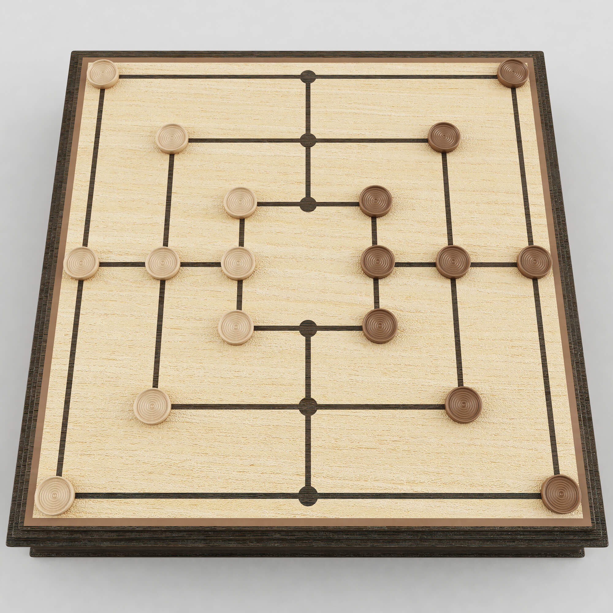 Nine Men's Morris Board Game - 3D Model by Plutonius3d