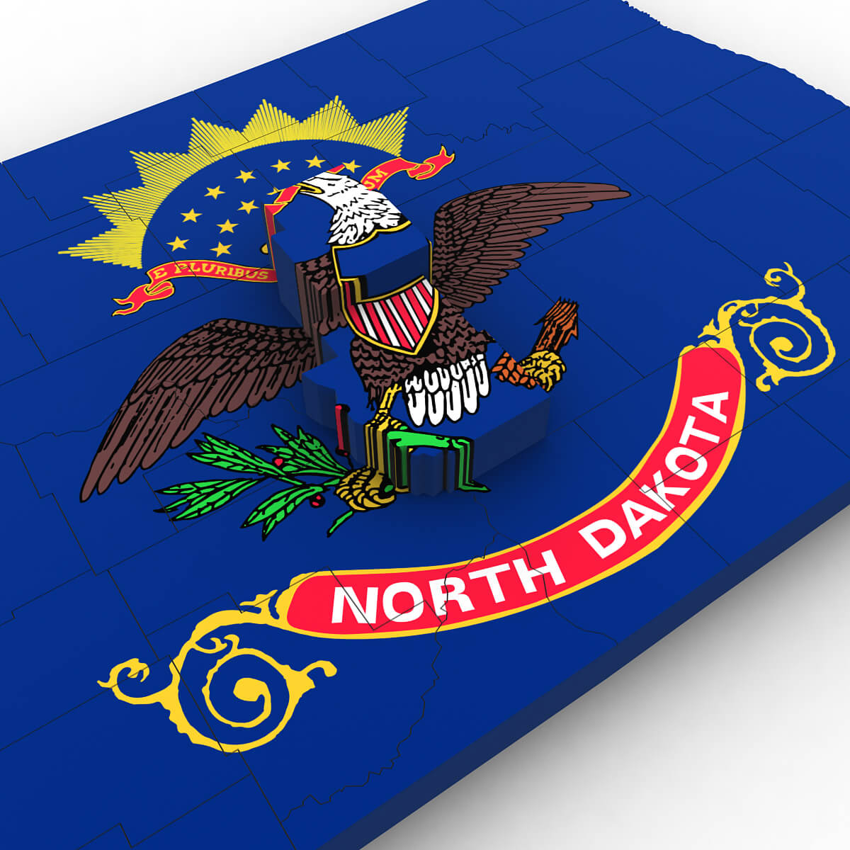 North Dakota Political Map - 3D Model by Plutonius3d