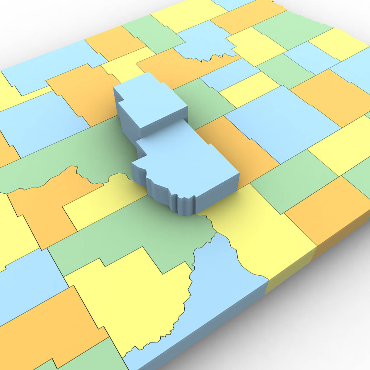North Dakota Political Map - 3D Model by Plutonius3d