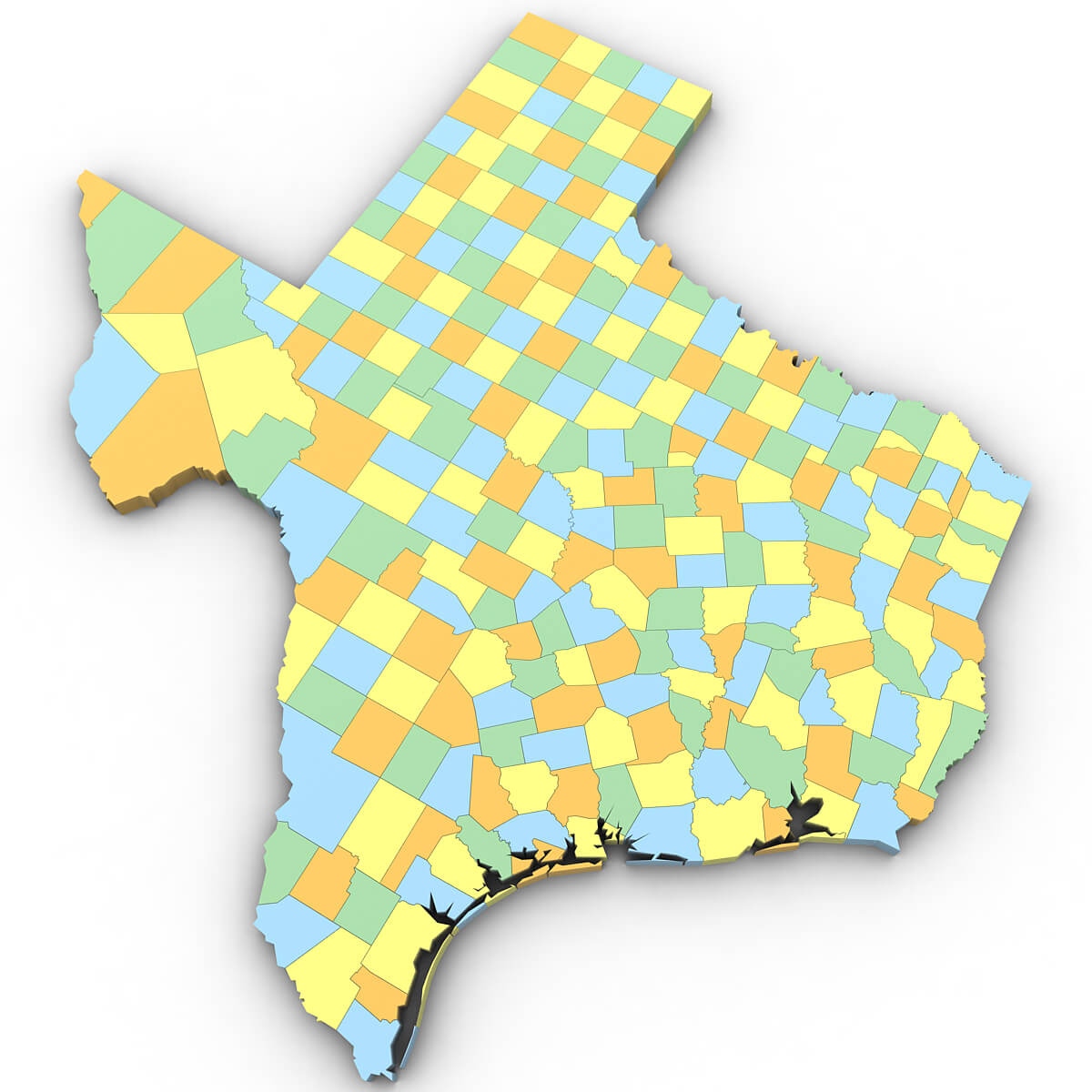 Texas Political Map - 3D Model by Plutonius3d