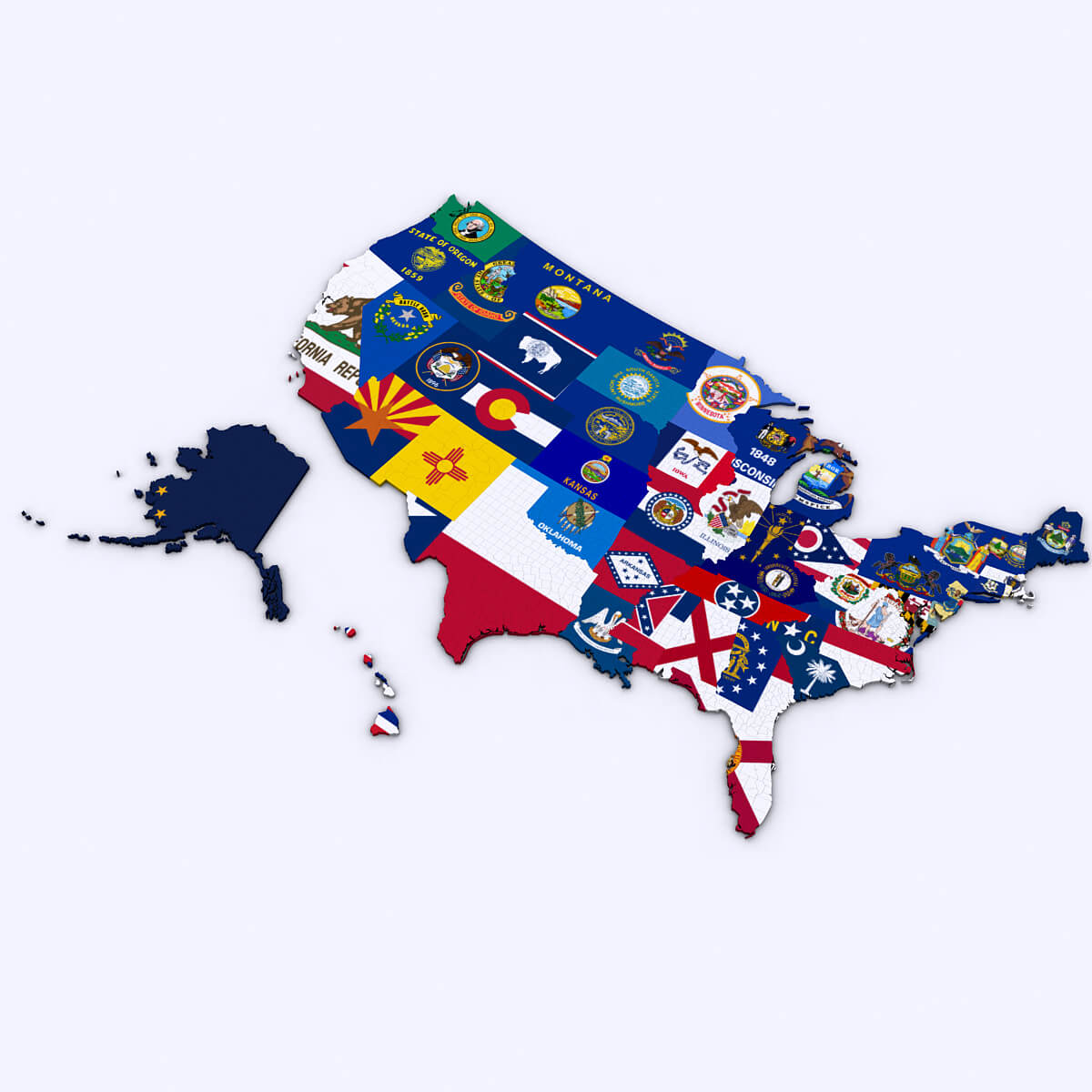 United States Political Map with Counties - 3D Model by Plutonius3d