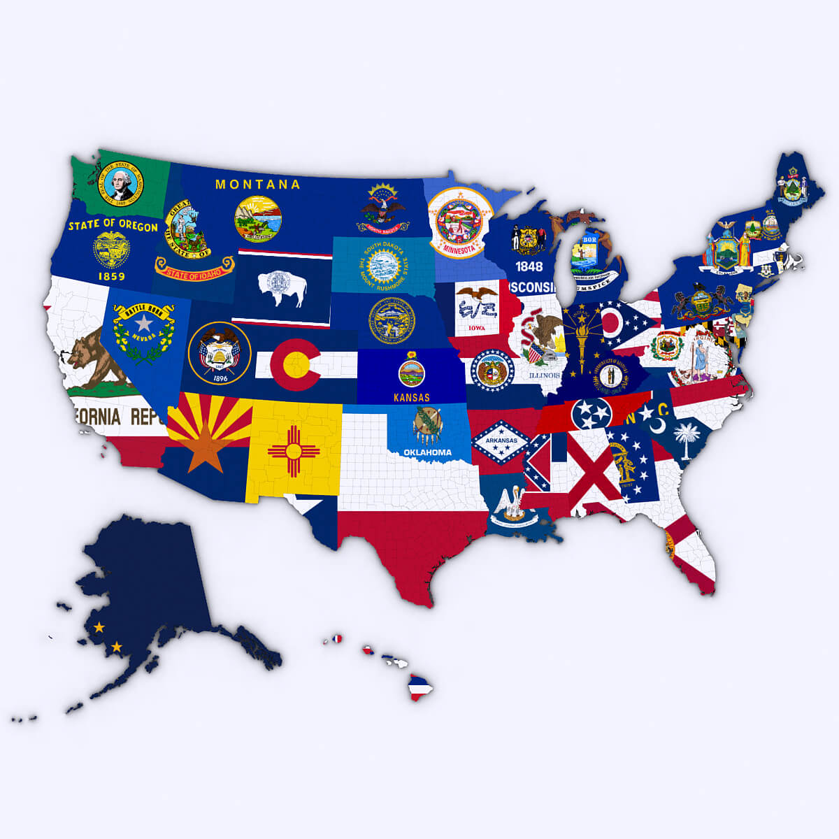 United States Political Map with Counties - 3D Model by Plutonius3d
