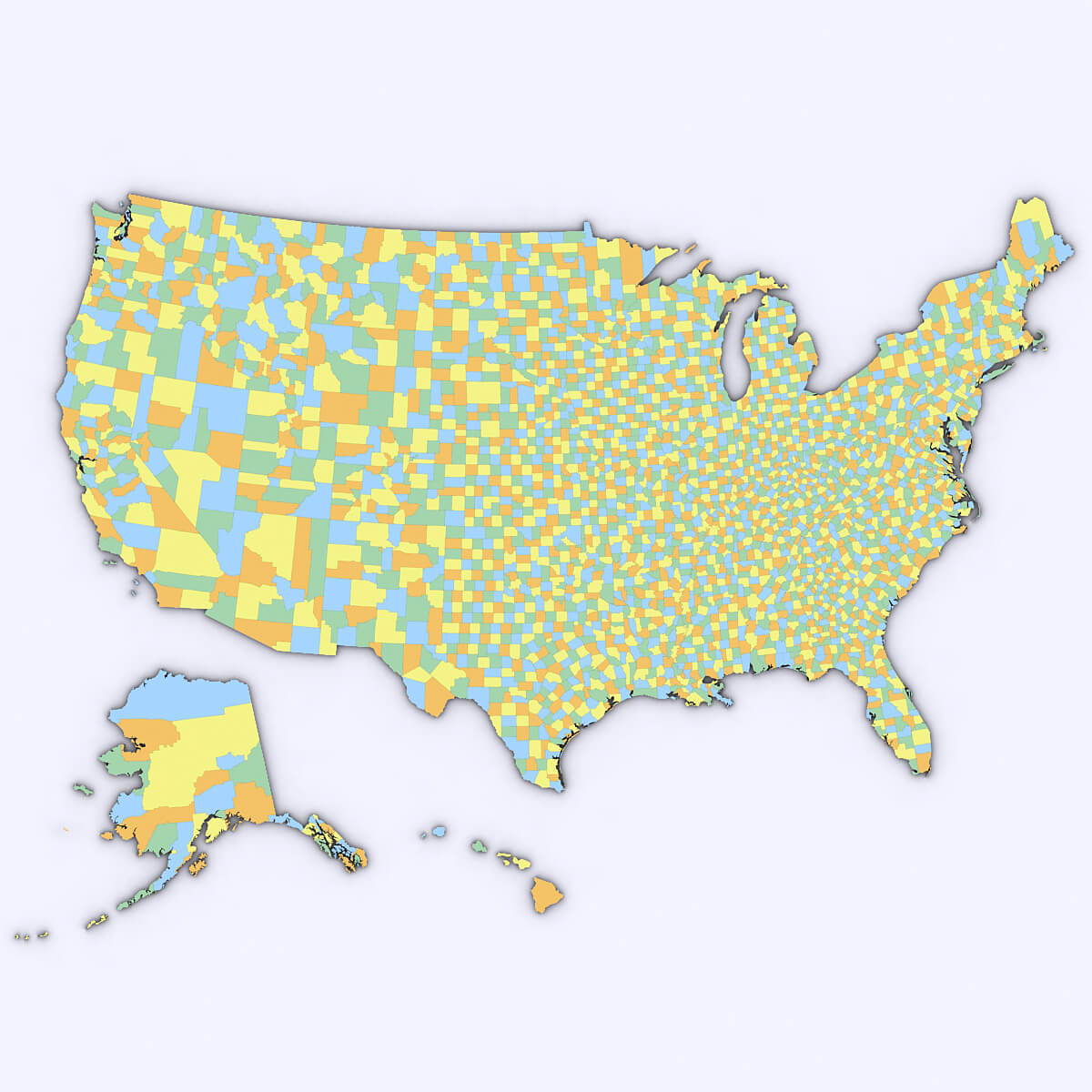 United States Political Map with Counties - 3D Model by Plutonius3d