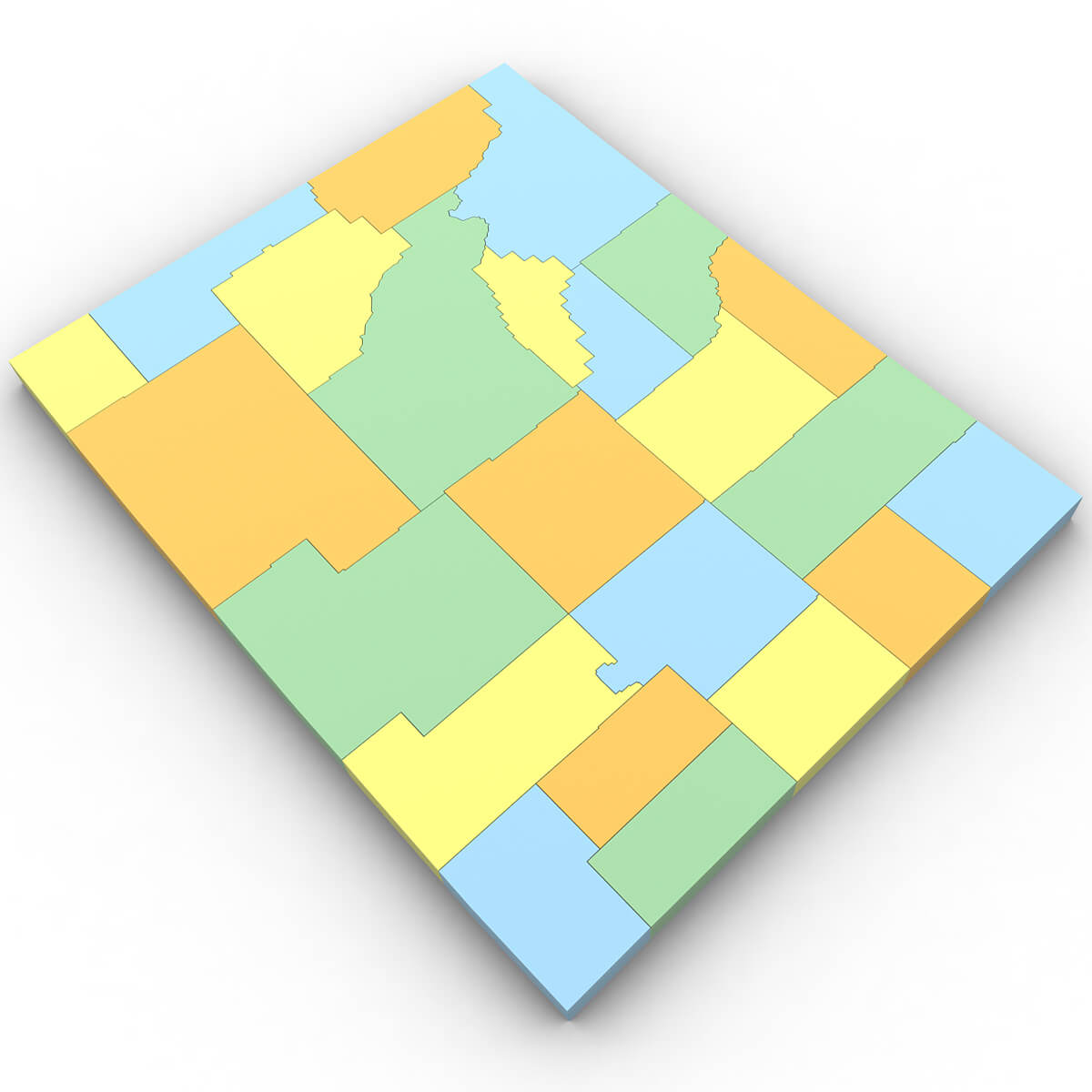 Wyoming Political Map - 3D Model by Plutonius3d