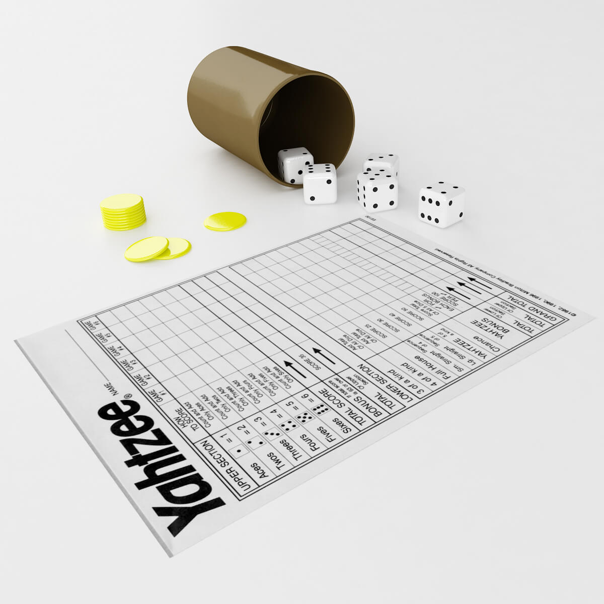 Yahtzee Board Game - 3D Model by Plutonius3d