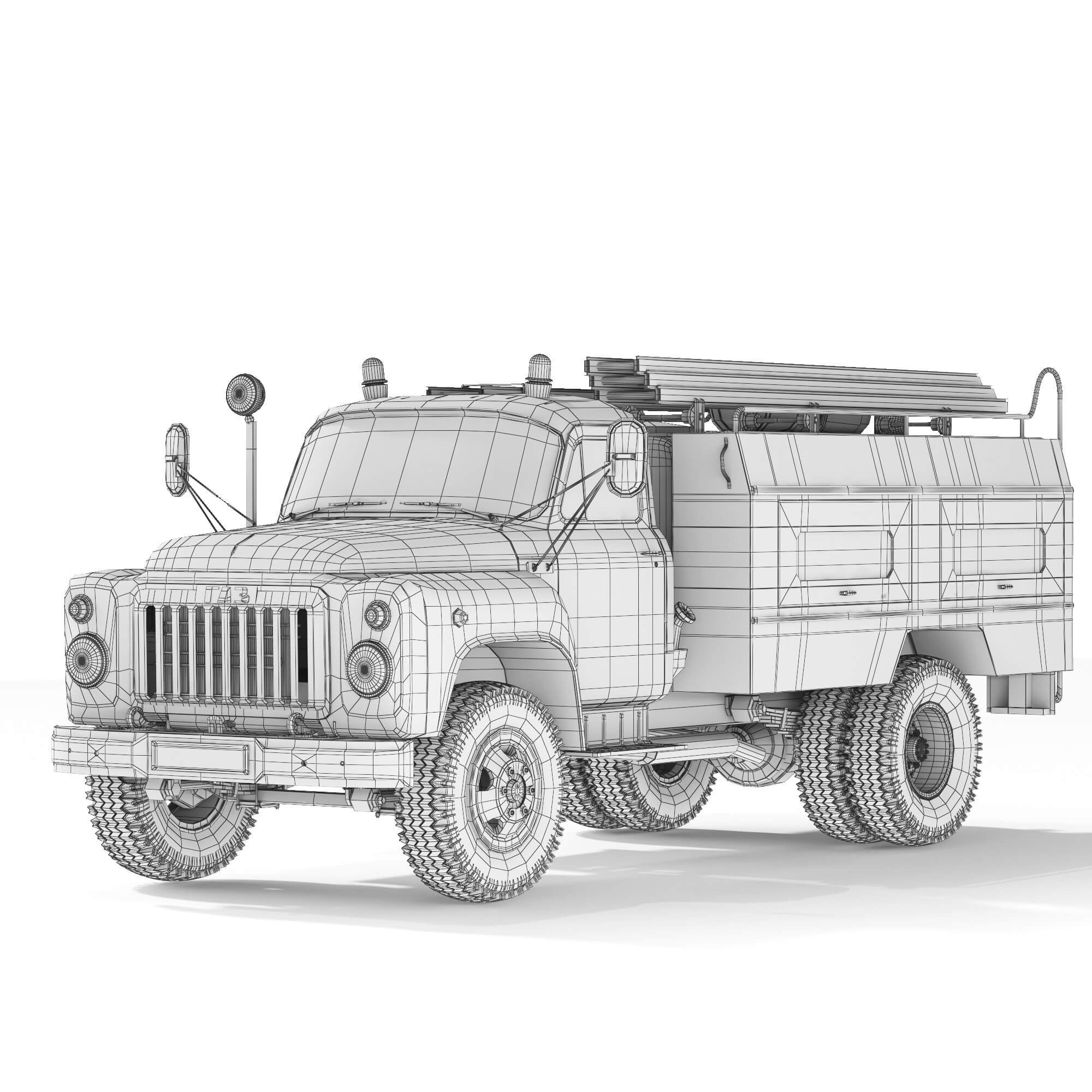GAZ 53 AC-30-106G Fire Truck 1987 3D Model by podshyvalov