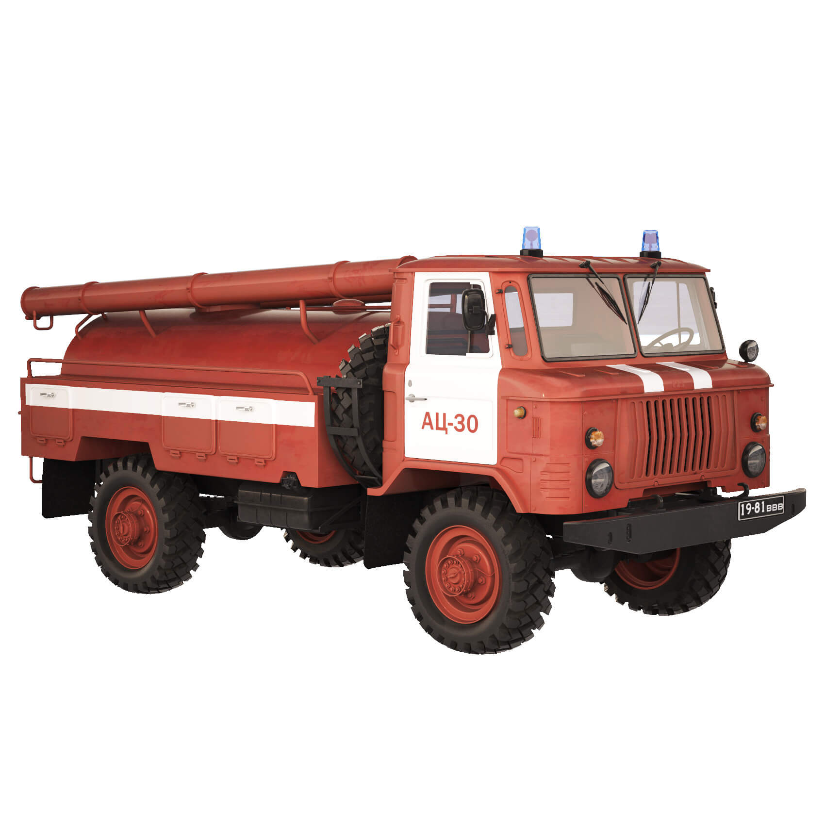GAZ 66 AC-30 Fire Truck 1971 3D Model by podshyvalov