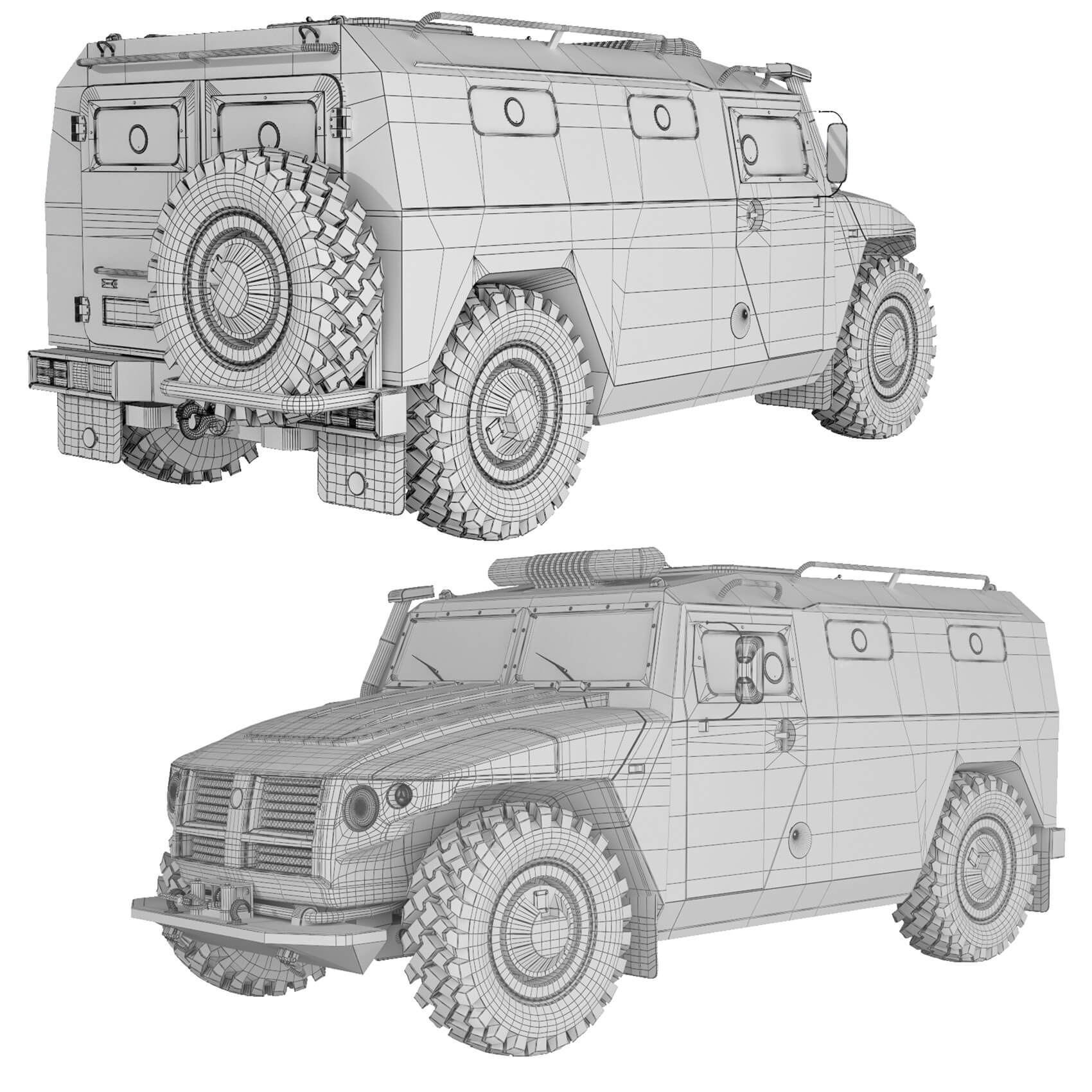 GAZ Tiger 233036 Police 2005 - 3D Model by podshyvalov