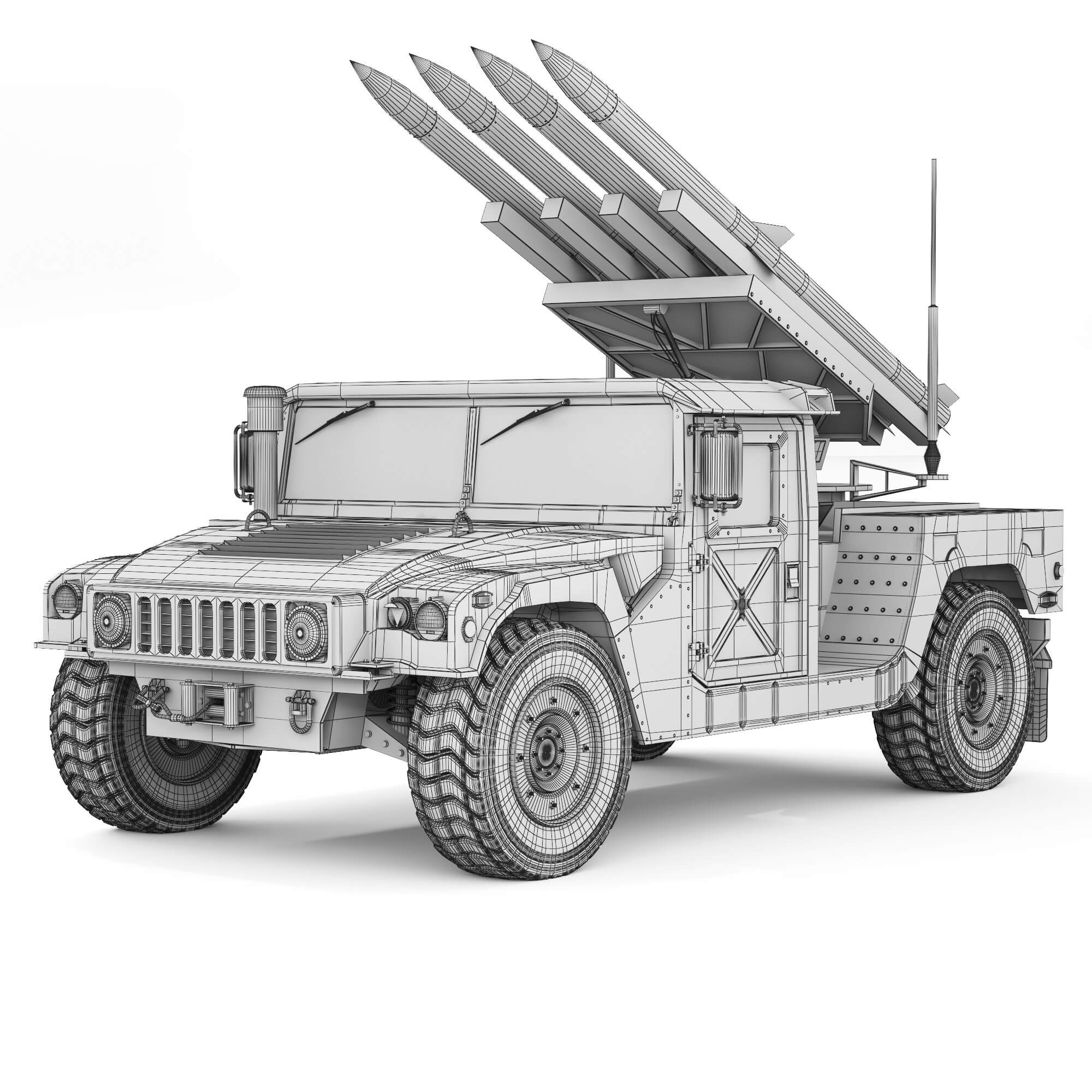 Hmmwv M1097A2 Claws Amraam 2008 - 3D Model by podshyvalov