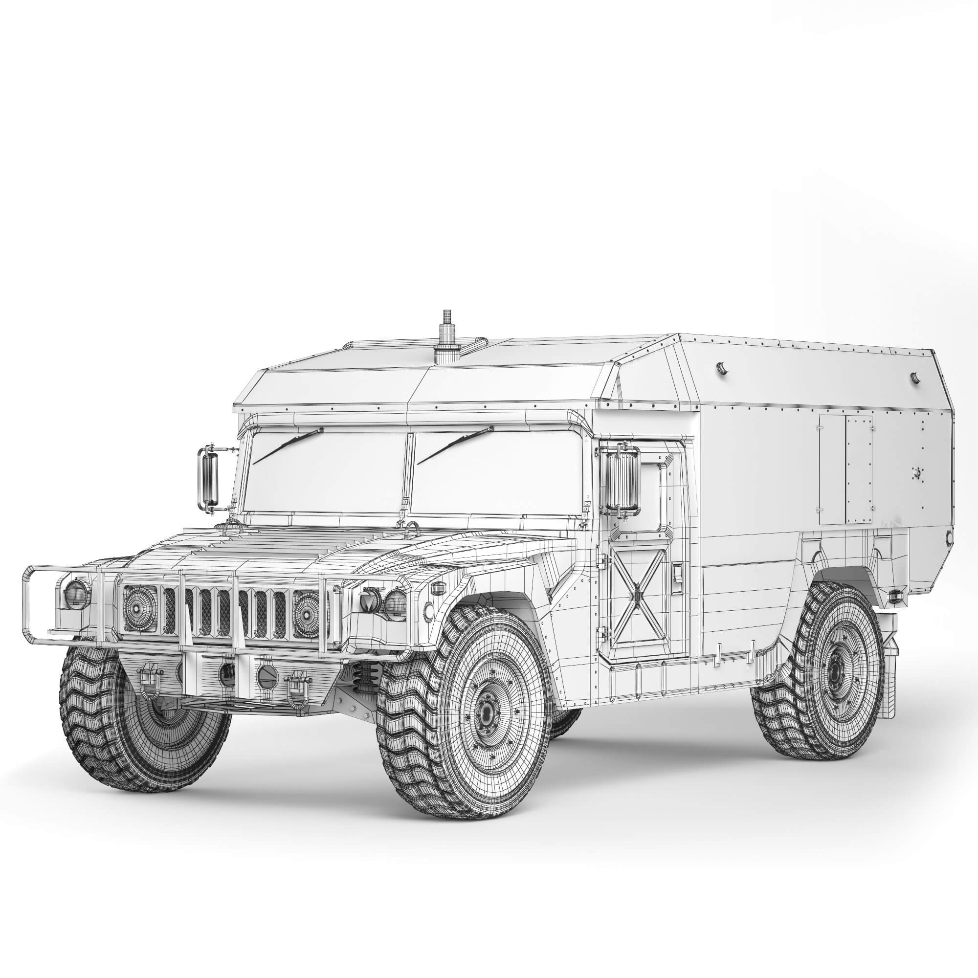 Humvee Military M996A1 Ambulance 2004 - 3D Model by podshyvalov